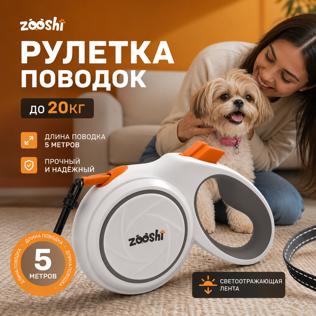 Прочный поводок для собак, белый, комфортный, безопасный, для прогулок