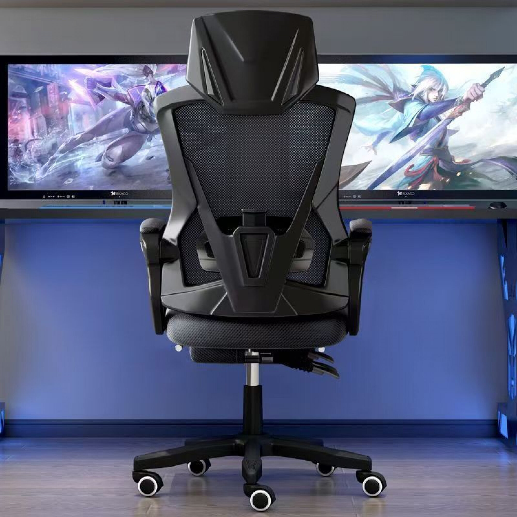 Офисное кресло RY-H818white, с механизмом качания и подставкой для ног, цвет черный Чёрный