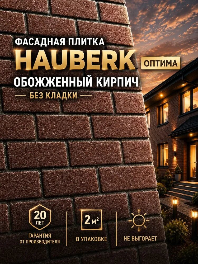 Фасадная плитка технониколь Hauberk Оптима Кирпич обожженный, 2кв. м