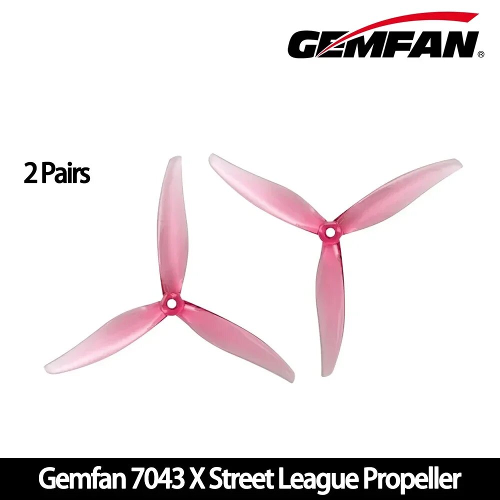 Пропеллеры Gemfan 7043 X Street League 3-лопастные 7x4.3x3 Розовый, 2 Pairs Purple