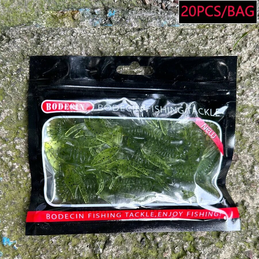 BODECIN 20шт Силиконовые Приманки-Черви 80мм 2,8г 5цв Зеленый, C3 20PCS