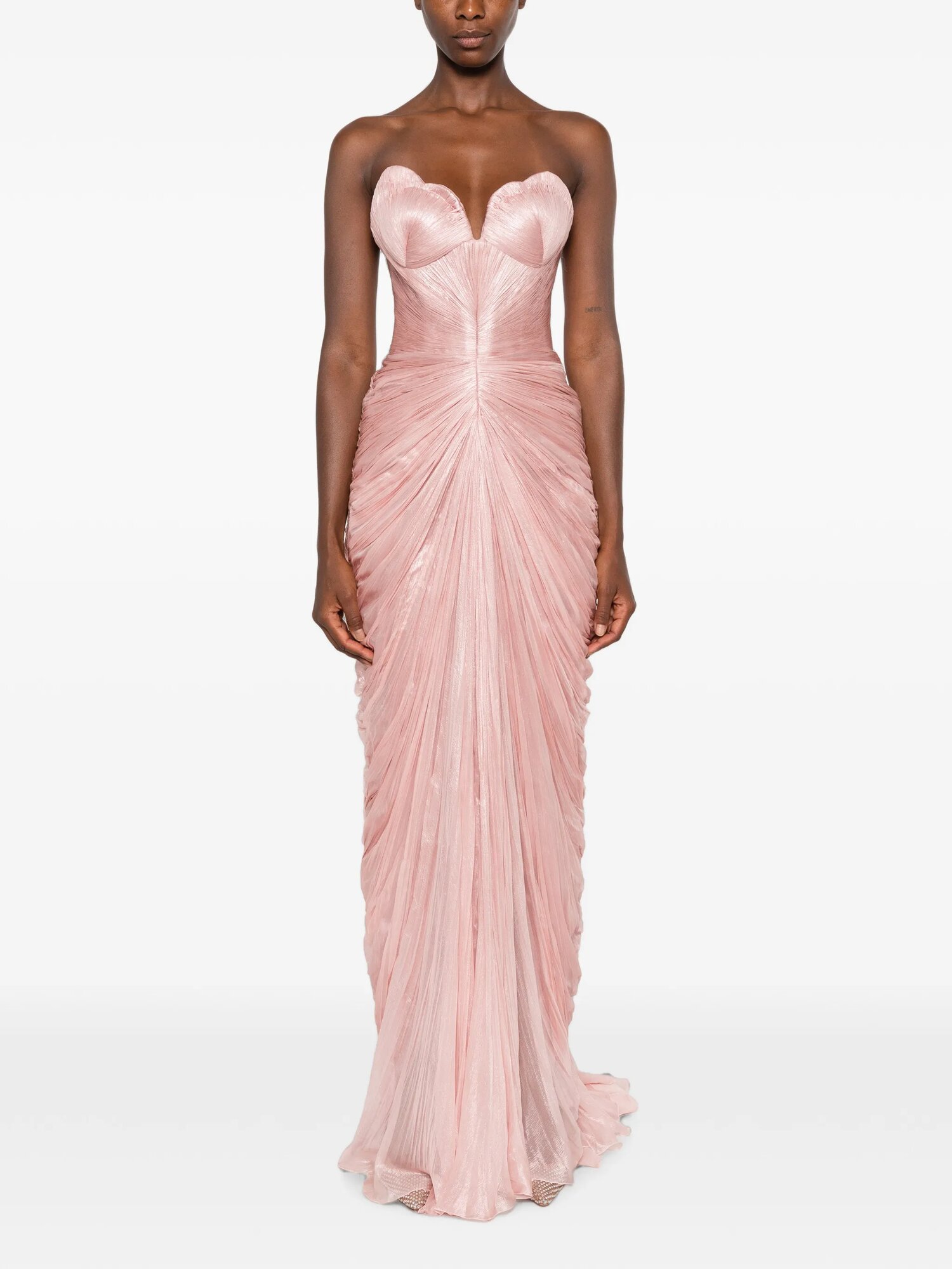 Платье Iris Serban Ruched strapless maxi dress, размер 46, коралловый/розовый — фото 1