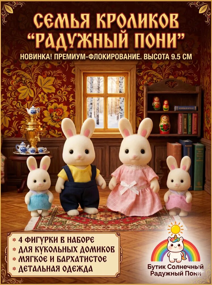 Набор флокированных фигурок животных Dollhouse Миниатюрные куклы для кукольного домика, игрушки ролевых игр (высота 9.5 см / 5.8 см)