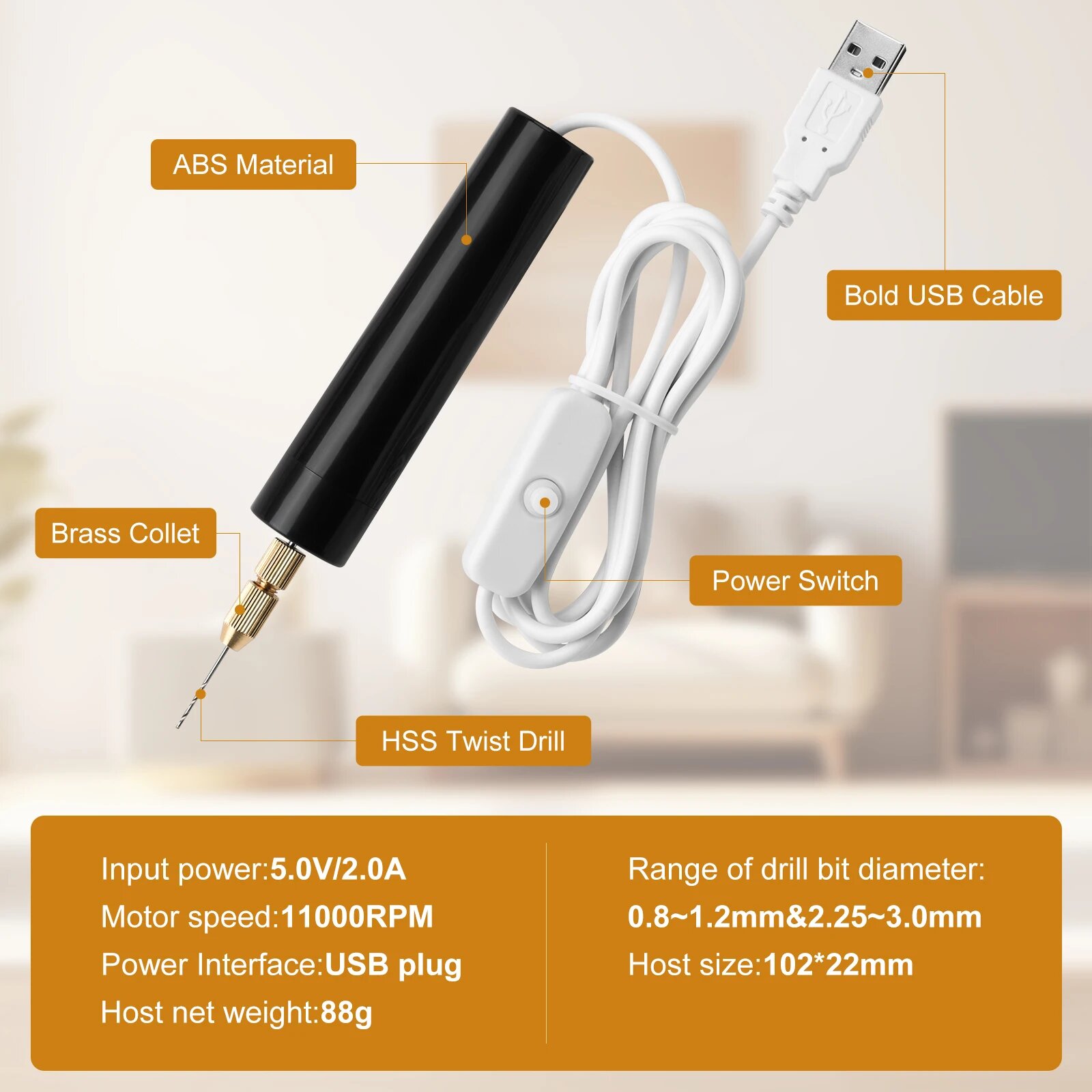 Мини-электродрель USB 4.8В — фото 1