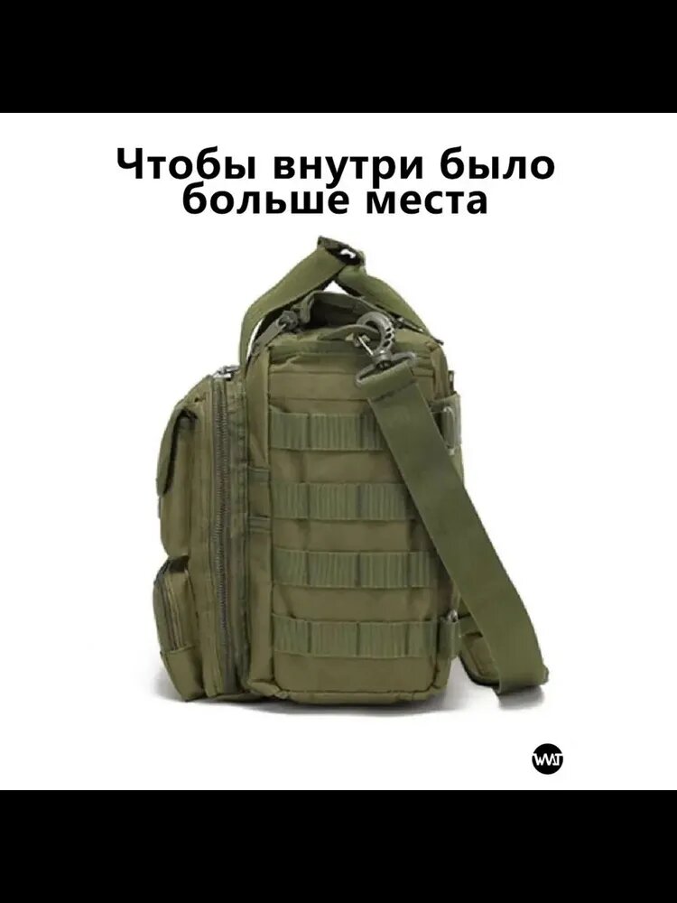 Сумка-саквояж тактическая, военная, из полиэстера, водонепроницаемая, зеленая — фото 1