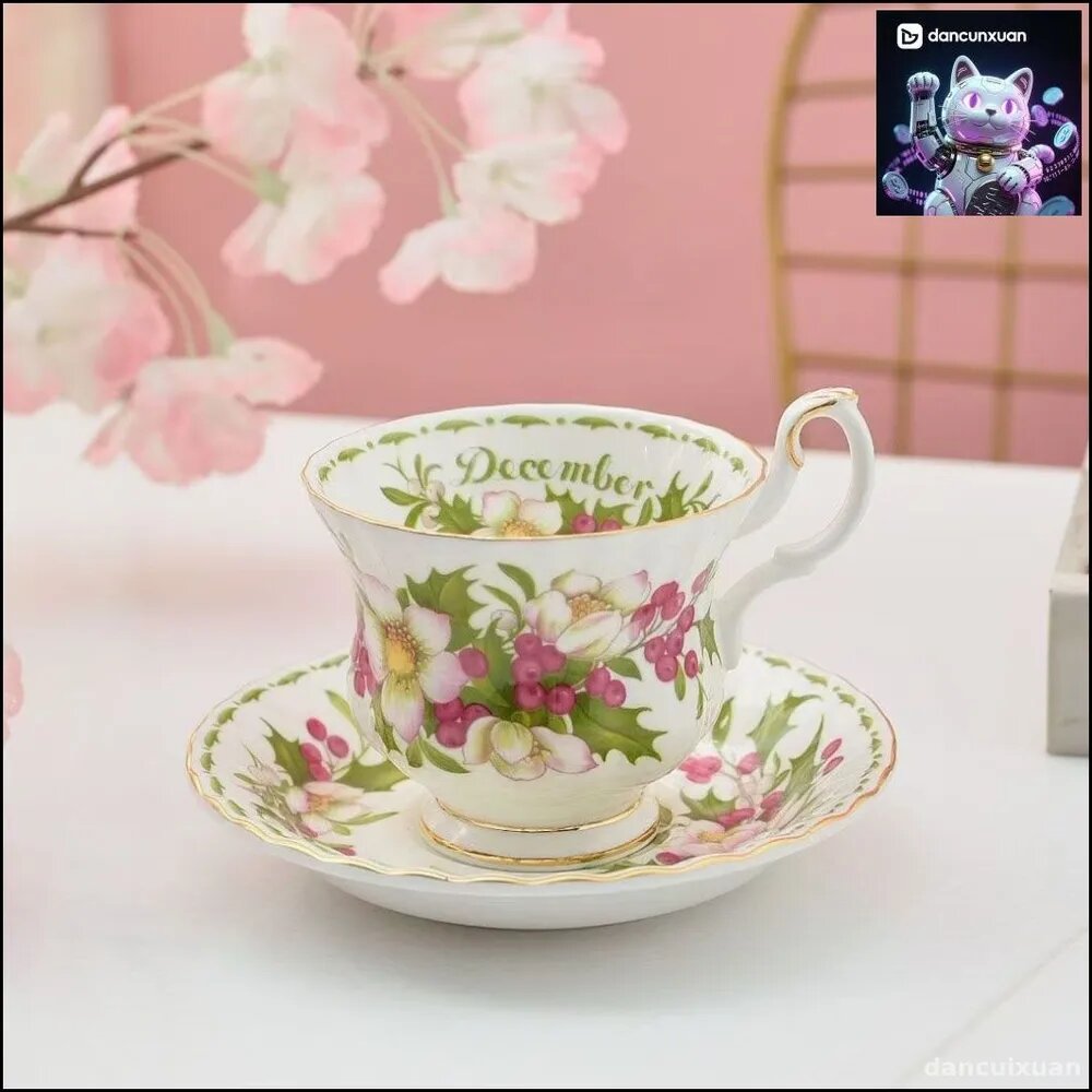Чашка Royal Albert "Рождественские цветы в декабре", 220 мл, 1 шт, костяной фарфор