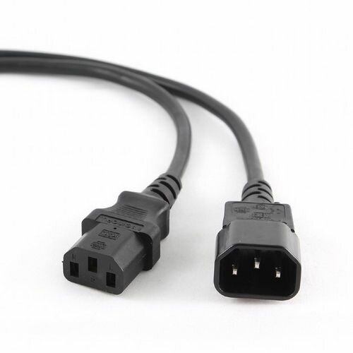 Кабель питания сист. блок-монитор Cablexpert PC-189-1-1.8M, 1.8м, C13-C14, 3x1кв. мм, черный, с заземлением