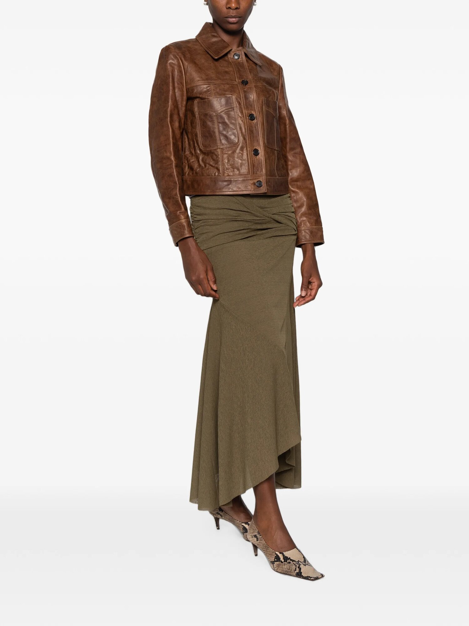 Куртка Nili Lotan Susannah leather flap-pocket jacket, размер 32 — фото 1