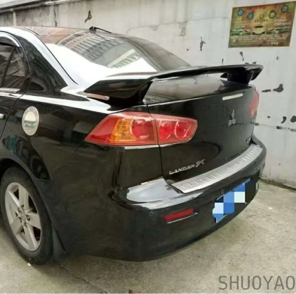 Спойлер для Mitsubishi Lancer 10 2.0 с краской, черный, пластик, для багажника