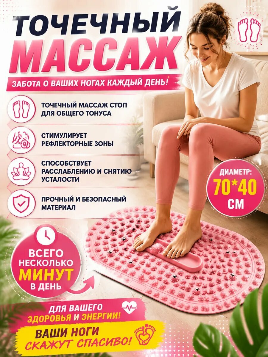 Коврик для йоги каучуковый с массажным эффектом