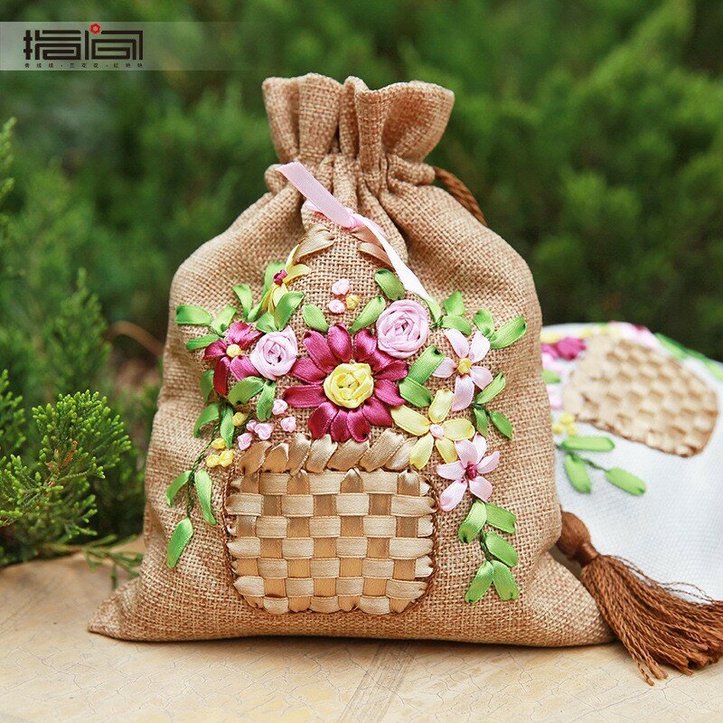 Набор для рукоделия DIY вышивка сумочка-пакет с кофейным цветом, 18x23 см, готовый комплект с углем
