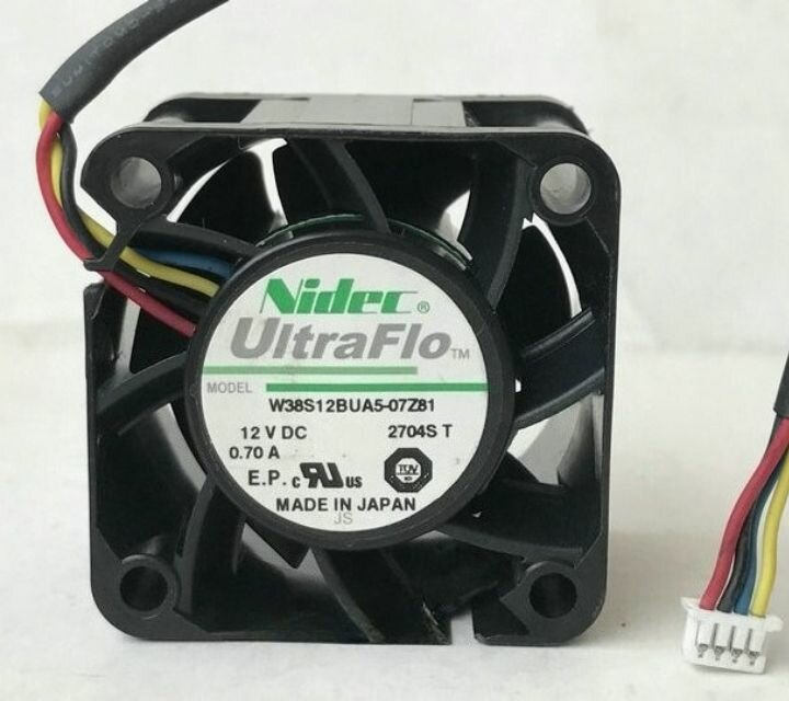 Nidec 3828 W38S12BUA5-07Z81 12V 0.70A 4-проводной 38 * 28мм вентиляторы -