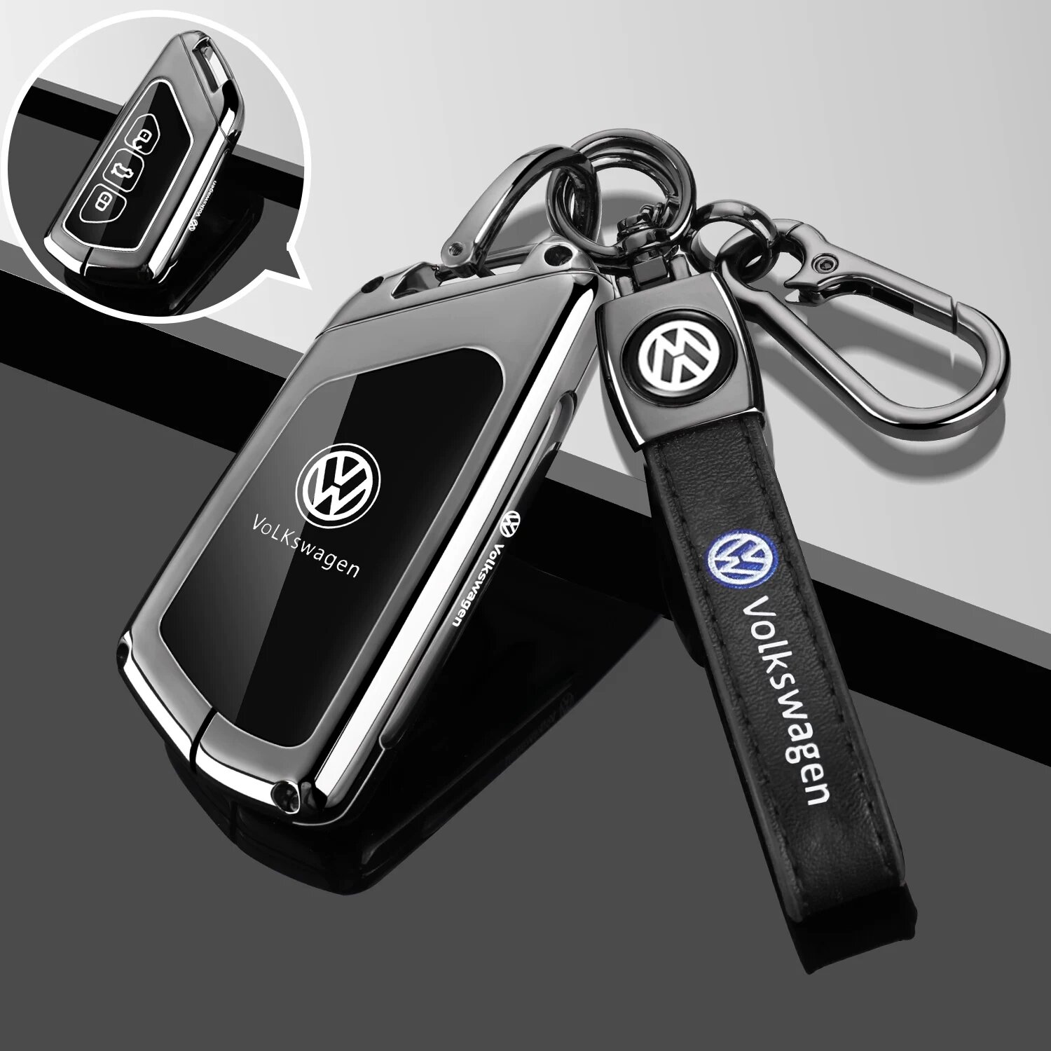 Кейс для брелока Volkswagen Teramont 2021-2026 С браслетом с логотипом, блестящий пистолет