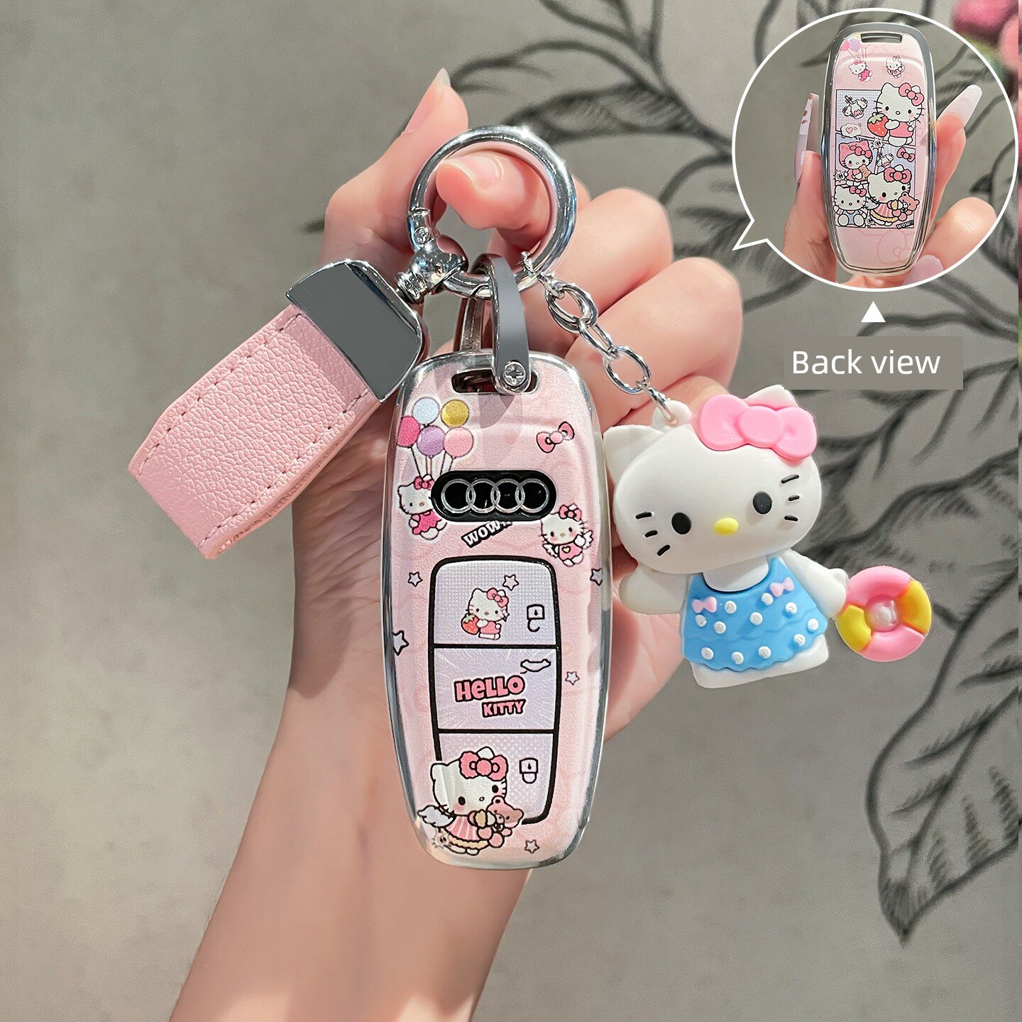 Hello Kitty Бублик с Котиком и Розовый Сплетенный Шнур Ключевое Кольцо, Милый Котик Подвеска, Легкий для Женщин