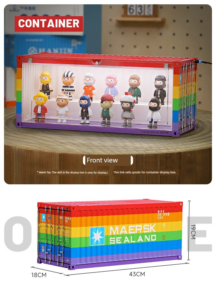 Контейнерный стильный дисплей для фигурок POP MART в теме Радужный Маерск, 20x15x10 см