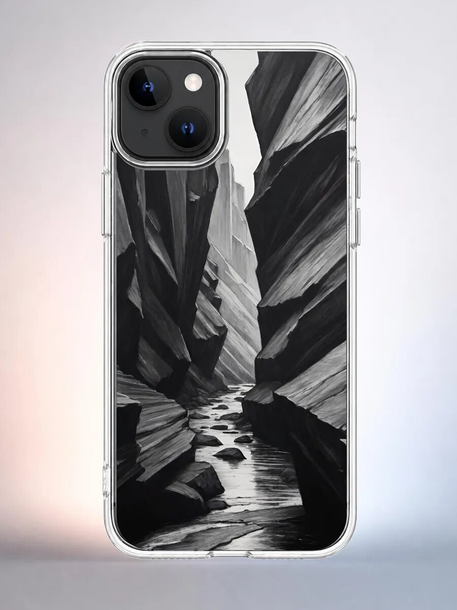 Чехол iPhone 15 каньон арт силиконовый прозрачный