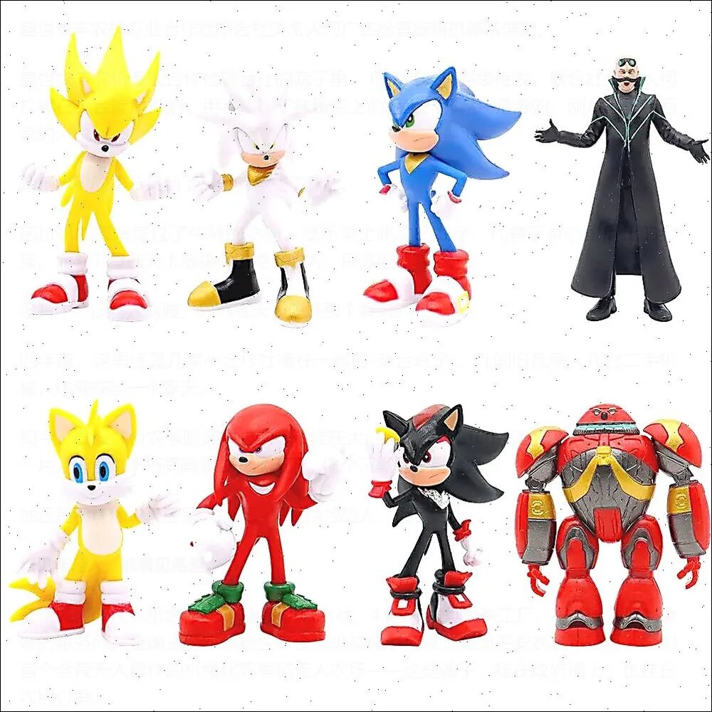 Статуэтка Sonic 8шт (13см, пакет), Набор фигурок Соник, 8 шт, 13 см