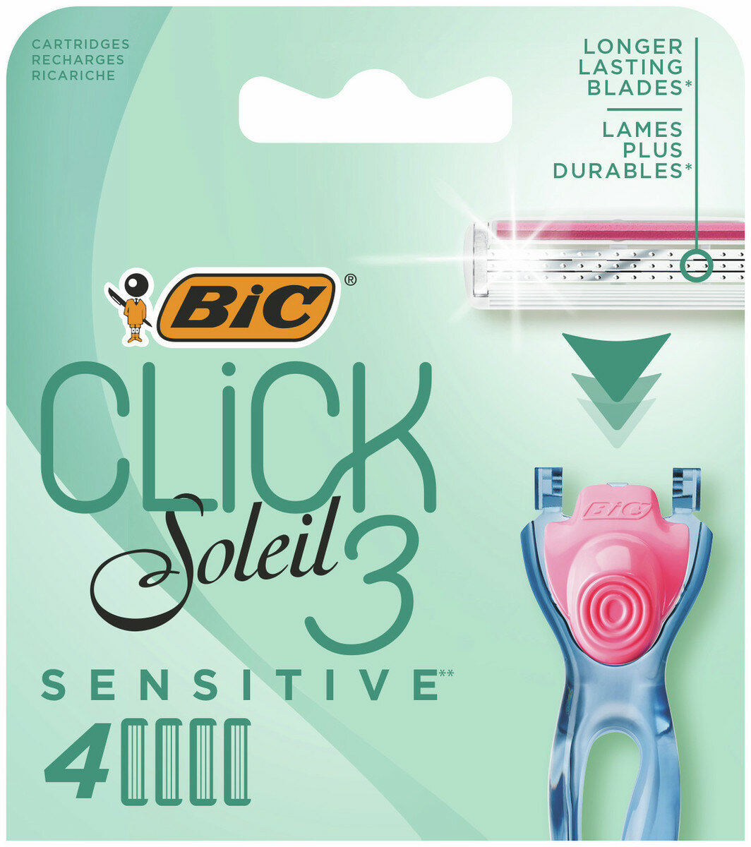 Сменные кассеты для женской бритвы BIC Click 3 Soleil для чувствительной кожи, 4 шт, (1 шт)
