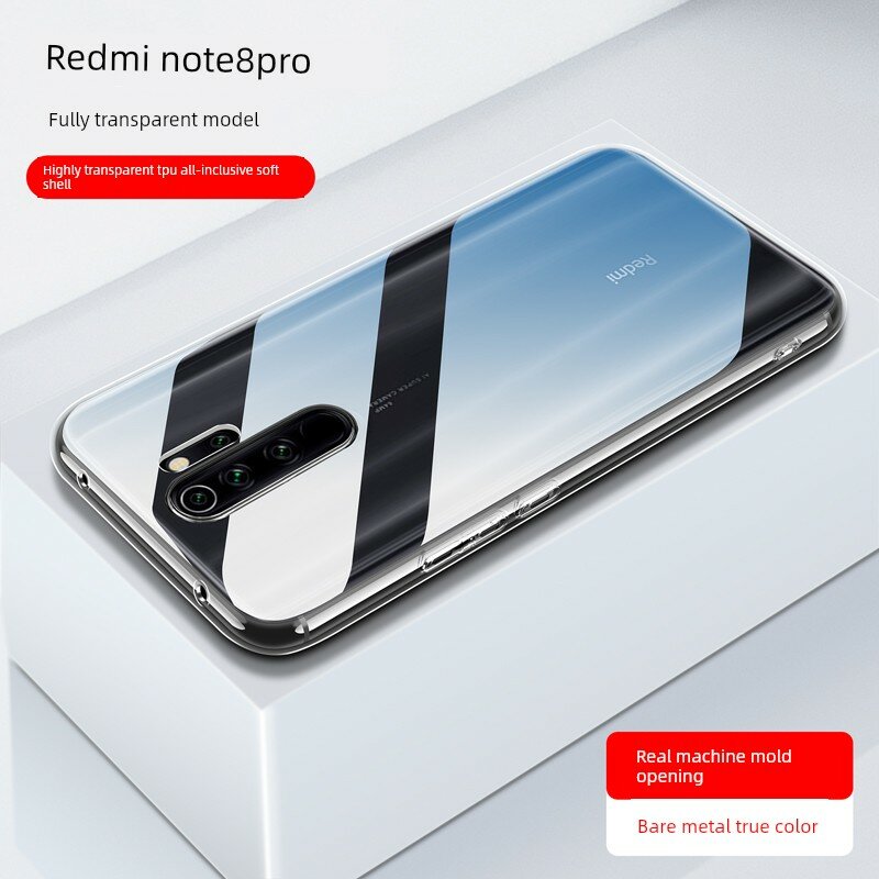 Прозрачный силиконовый чехол TPU для Redmi Note 8 Pro - Высокая прозрачность, тонкий, ударопрочный, подходит для мужчин
