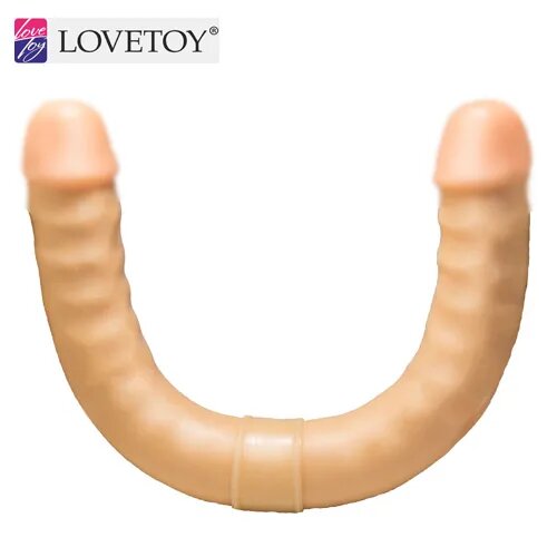 LOVETOY Фаллоимитатор двусторонний телесный (44 см х 3.9 см)