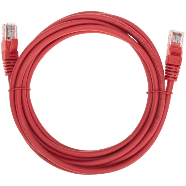02-0103-3 REXANT 02-0103-3 Шнур коммутационный патч-корд U/UTP, CAT 5e, RJ45-RJ45, 26AWG, LSZH, красный, 3м REXANT