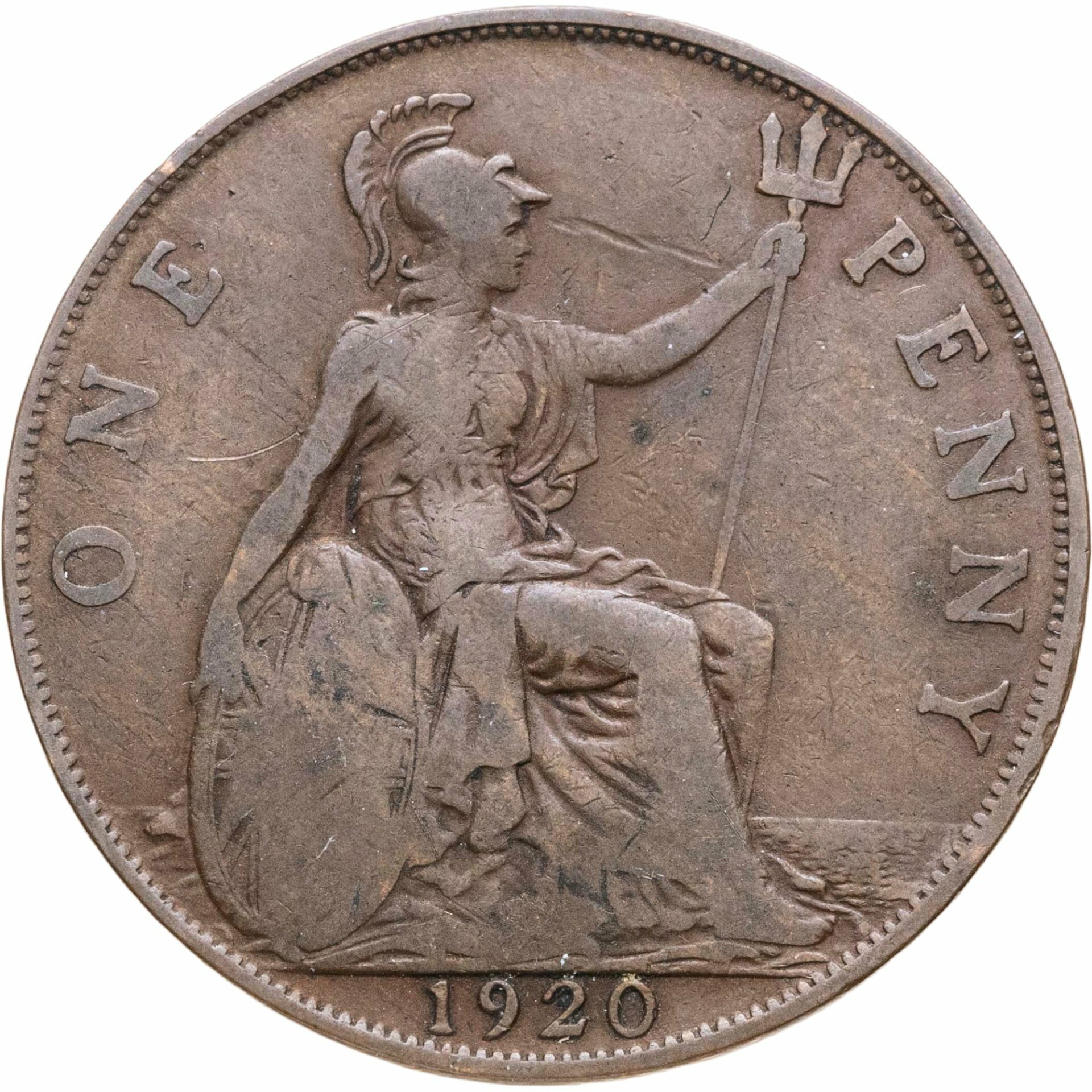 Великобритания 1 пенни penny 1920, Бронза, в сохранности VF