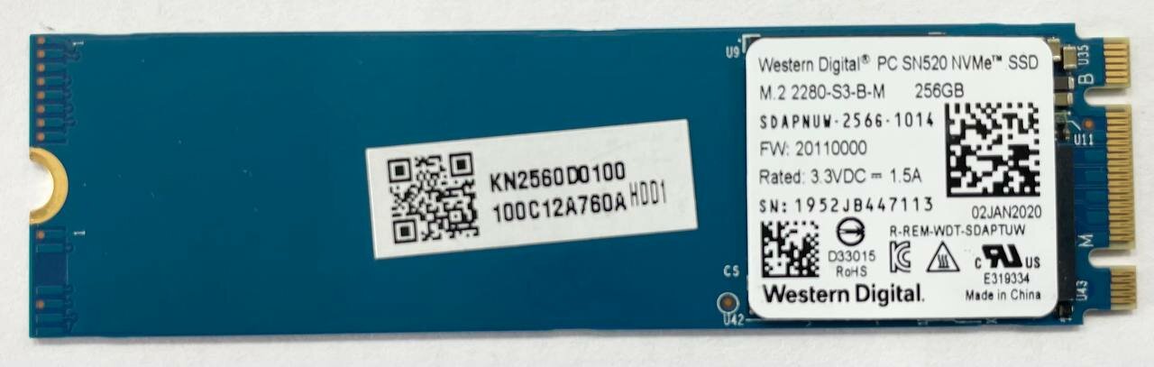 SSD накопитель Western Digital SN520 256GB NVME