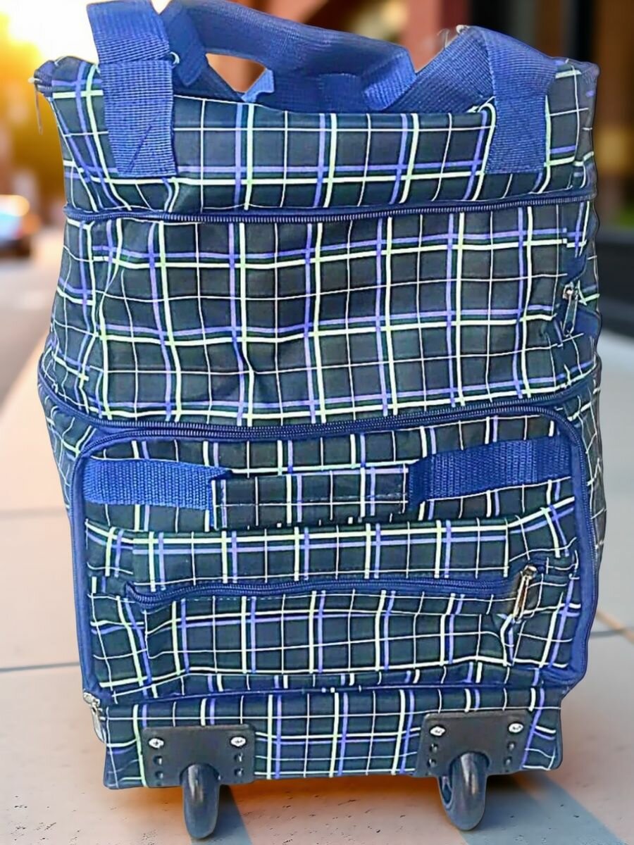 Сумка-тележка складная. Хозяйственная сумка на колесиках с рисунком "Клетка".
