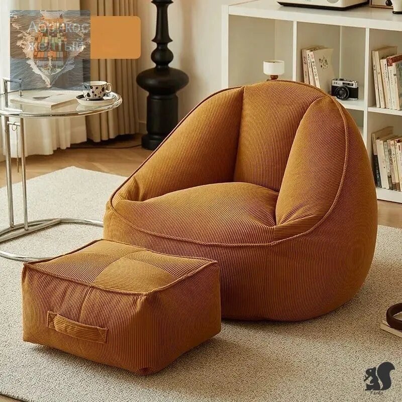 Кресло-мешок Трон, Вельвет, Размер XXL, желтый,80*62*80