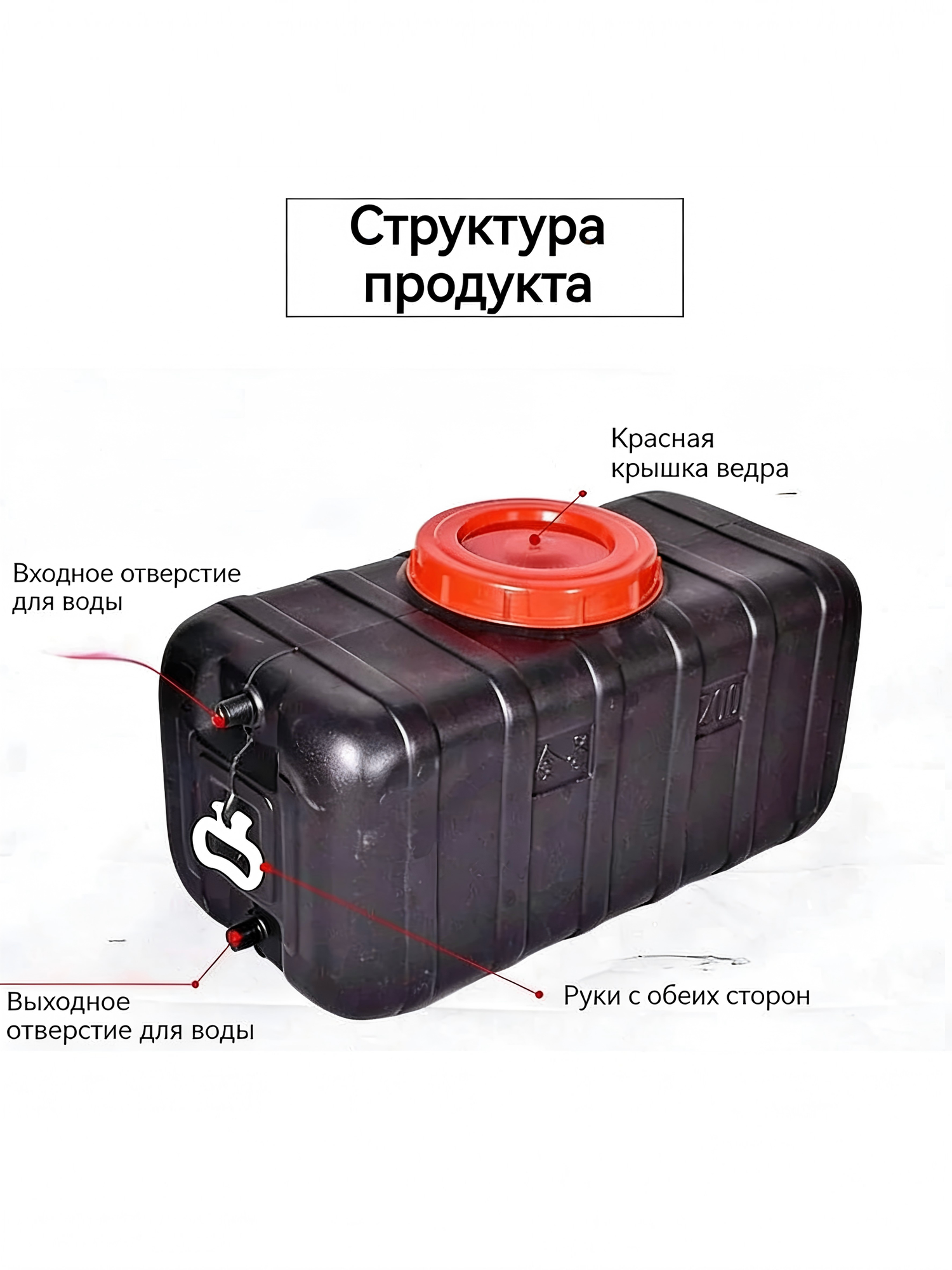 Бак для душа, с насадкой для трубы R267V, многофункциональный, пластик, черный — фото 1