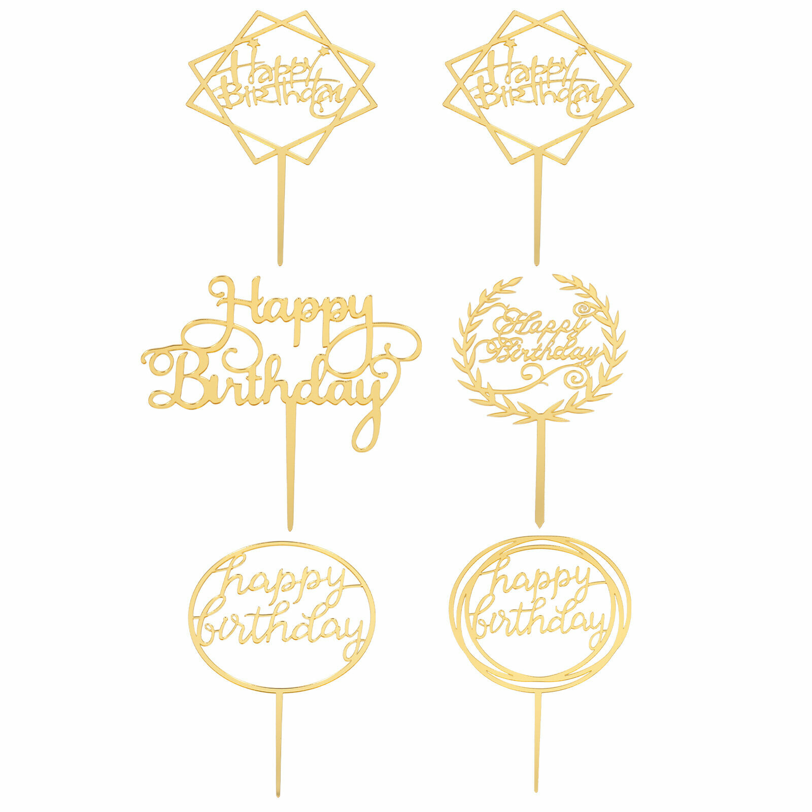 Набор из 6 золотистых акриловых топперов с буквами для украшения торта на день рождения