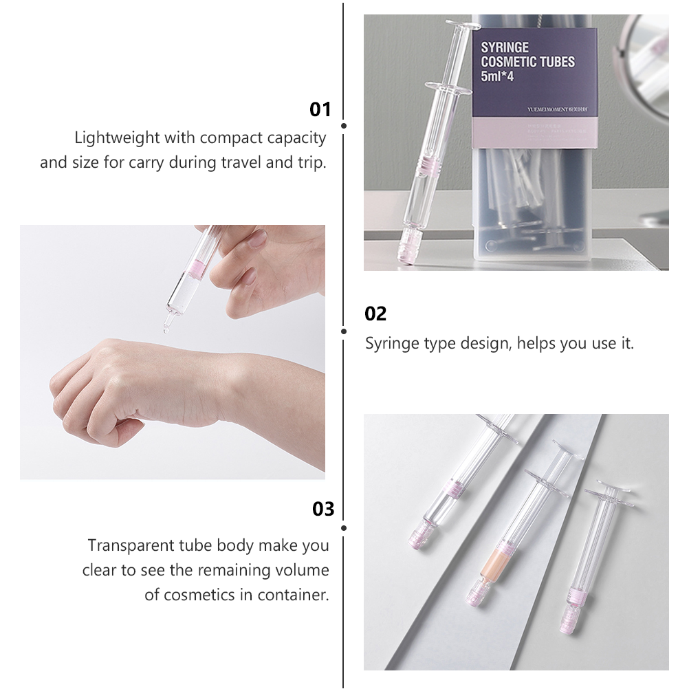 Набор из 4 прозрачных пластиковых флаконов-дозаторов с силиконовыми элементами для жидкого тонального крема и лосьона