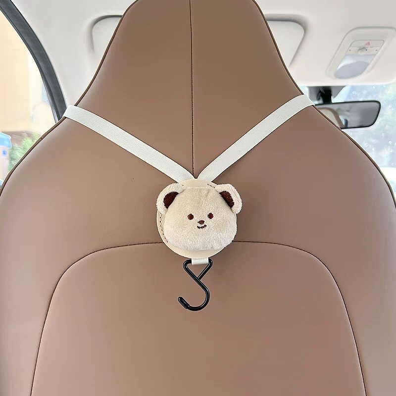 Крючок для спинки сиденья автомобиля Wuling Bingo, Мягкий бежевый - дизайн Игривого Медвежонка, Одиночный