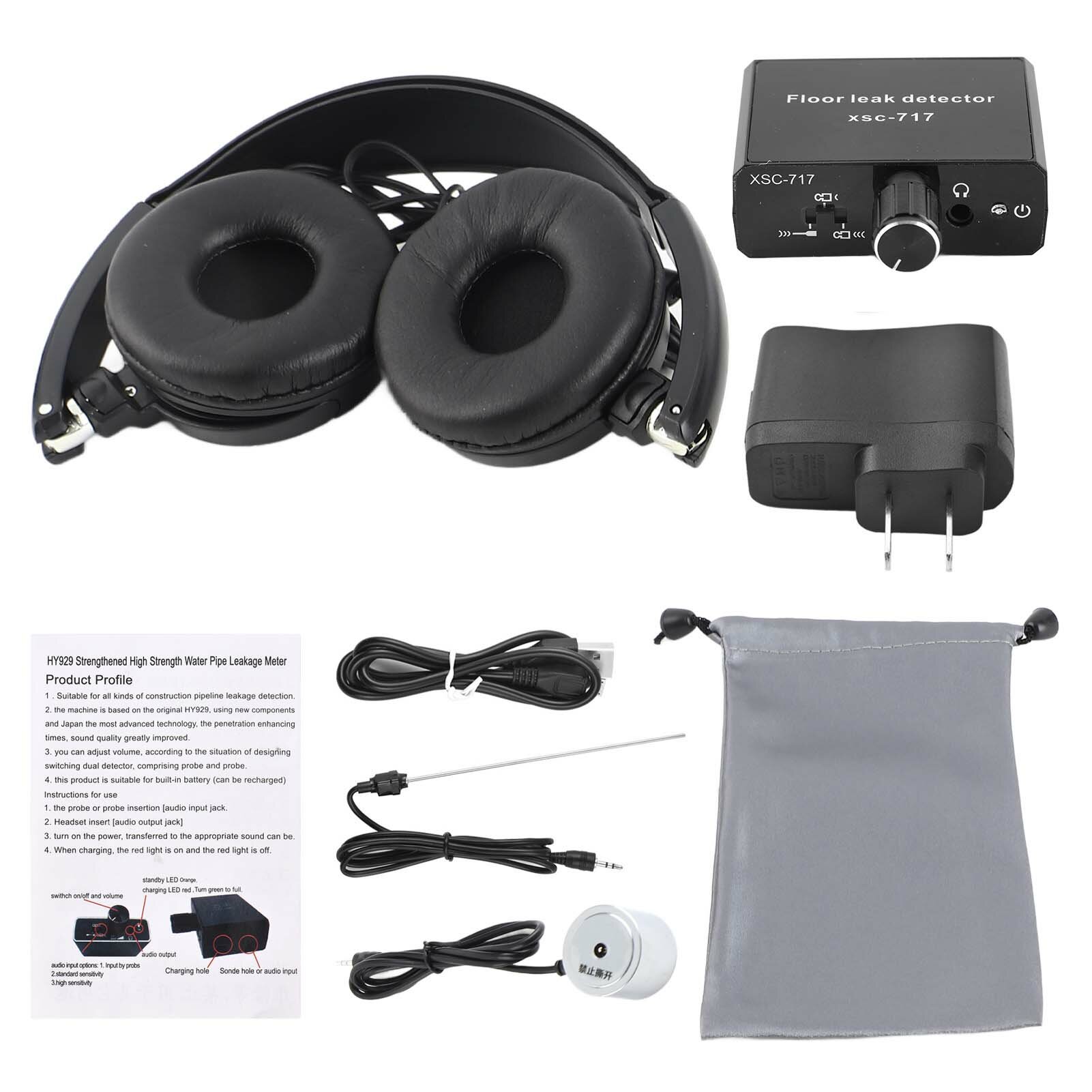 Детекторы утечки беспроводной воды для домашнего строительства датчик утечки воды с подземным монитором утечки трубы для наушников с двойным зондом.