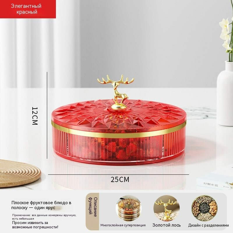 Конфетница 25 см 225 мл abs пластик 1 шт цвет красный