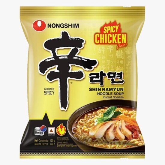 Лапша быстрого приготовления Nongshim Шин Рамен со вкусом Острой Курицы 120 г (пакет)