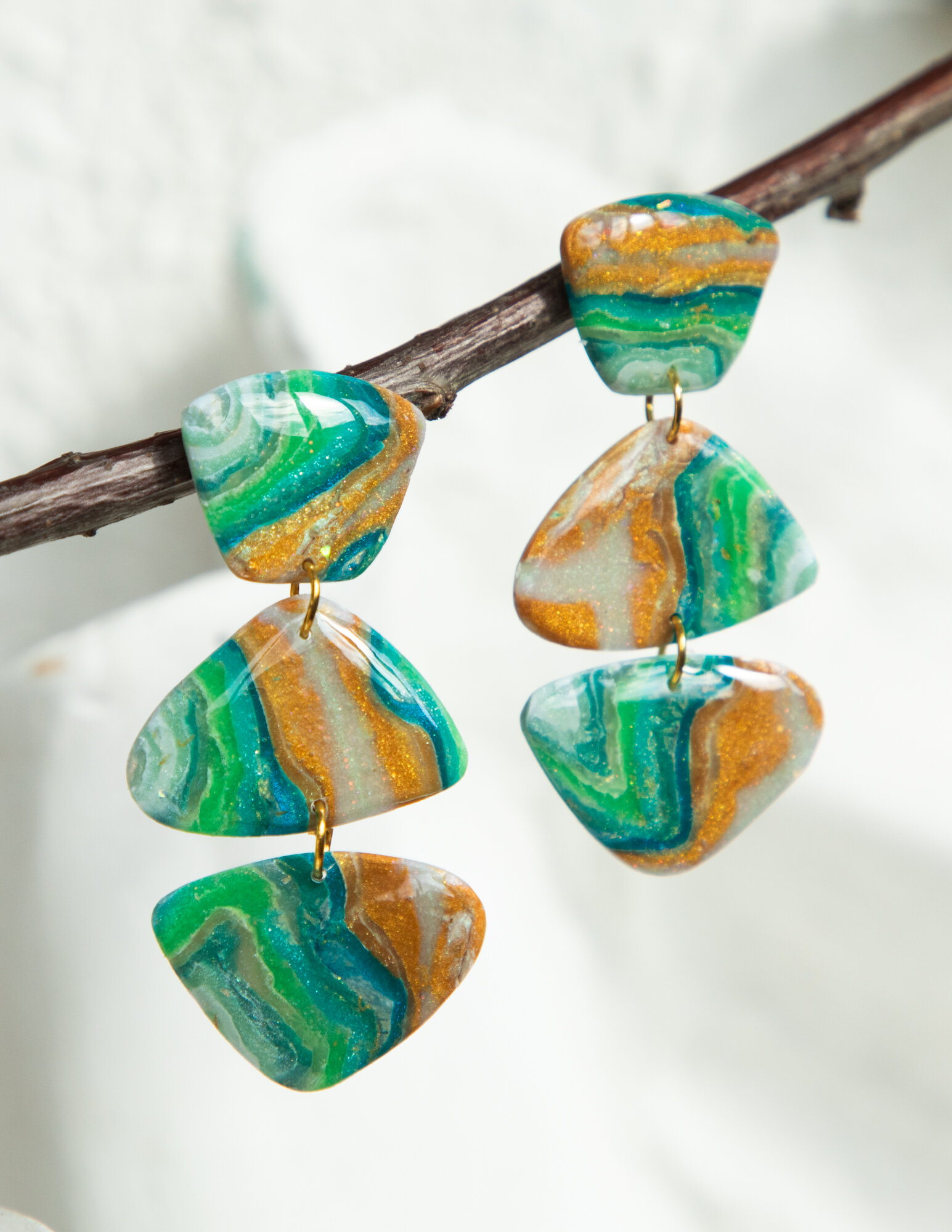 Серьги с подвесками, полимерная глина