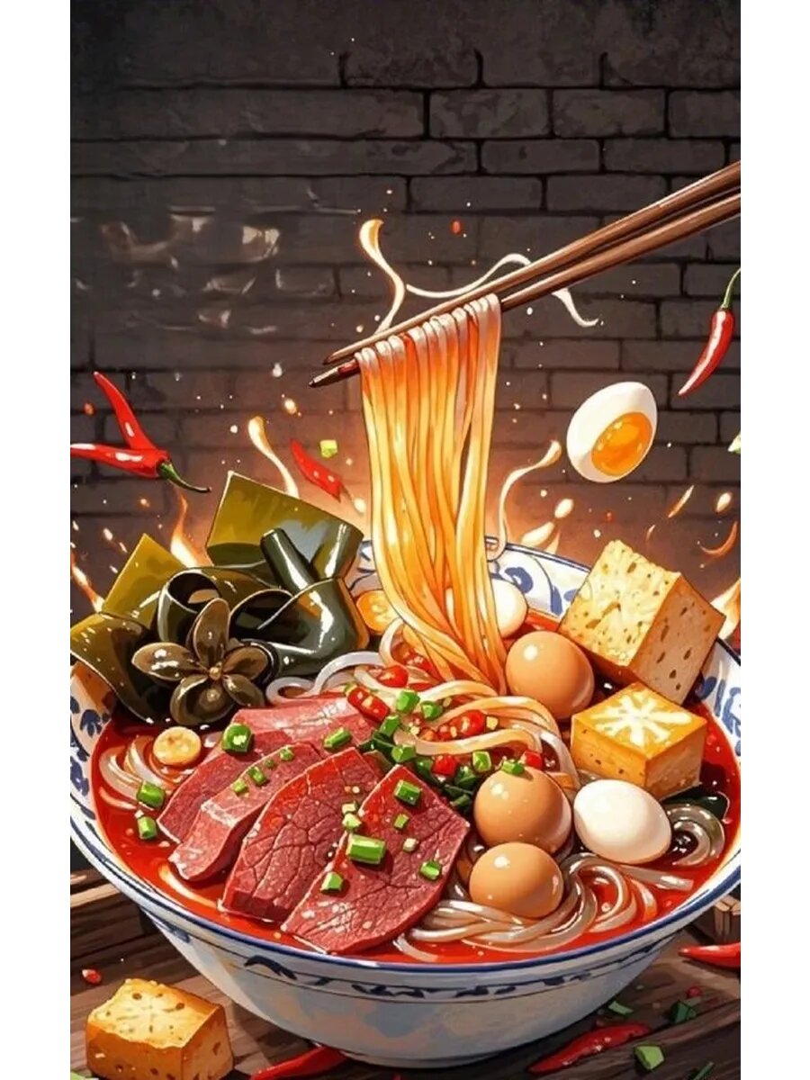 Картина по номерам на холсте Корейская еда 40*50 см