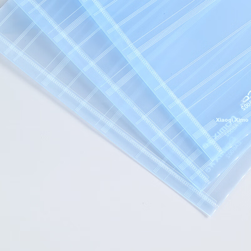 Comix 20-Pack A4 Transparent Horizontal Striped Button File Folders, Document Folders, File Organizers, Blue EA6002