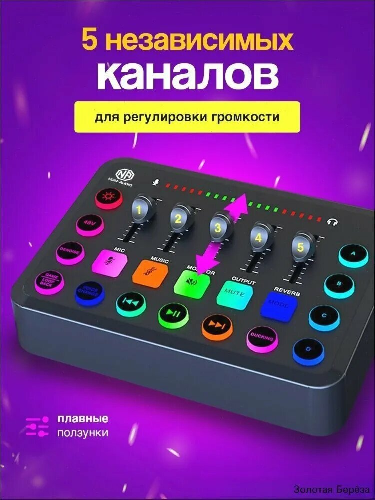 NOIR-audio MIX-1 внешняя звуковая карта USB с микшером и голосовыми эффектами