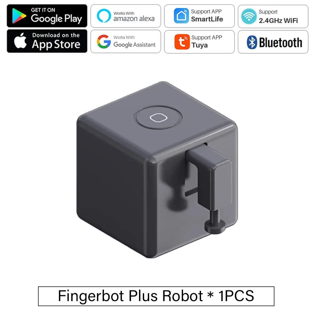 Tuya Wifi +Bluetooth / Zigbee Fingerbot Plus переключатель Bot Garage шторы кнопка Робот толкатель Умный дом Alexa Google Home Voice-Bluetooth -BK