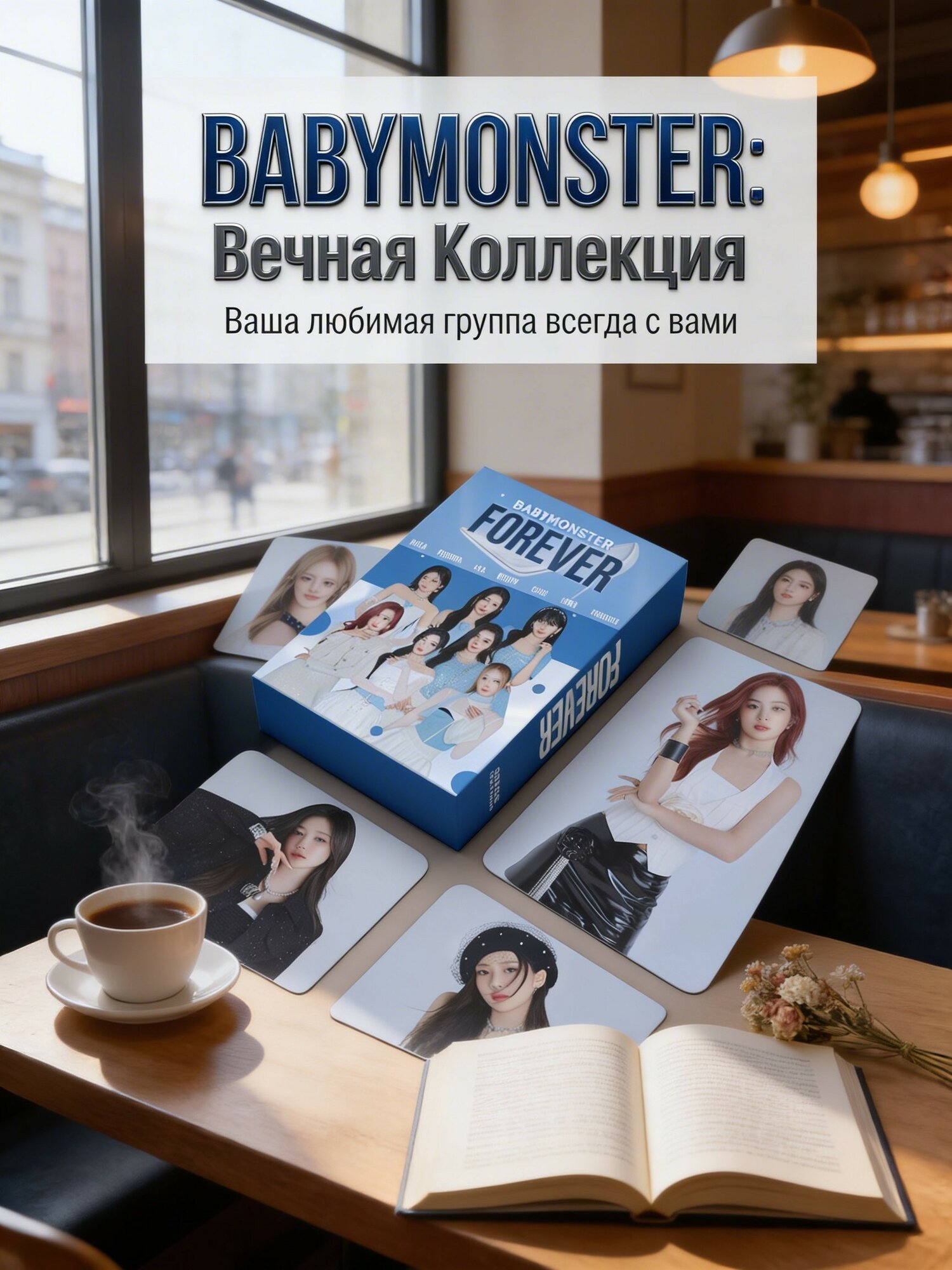 55 шт. BABYMONSTER LOMO карты, K-POP FOREVER мини набор 2024 для фанатов коллекционных открыток