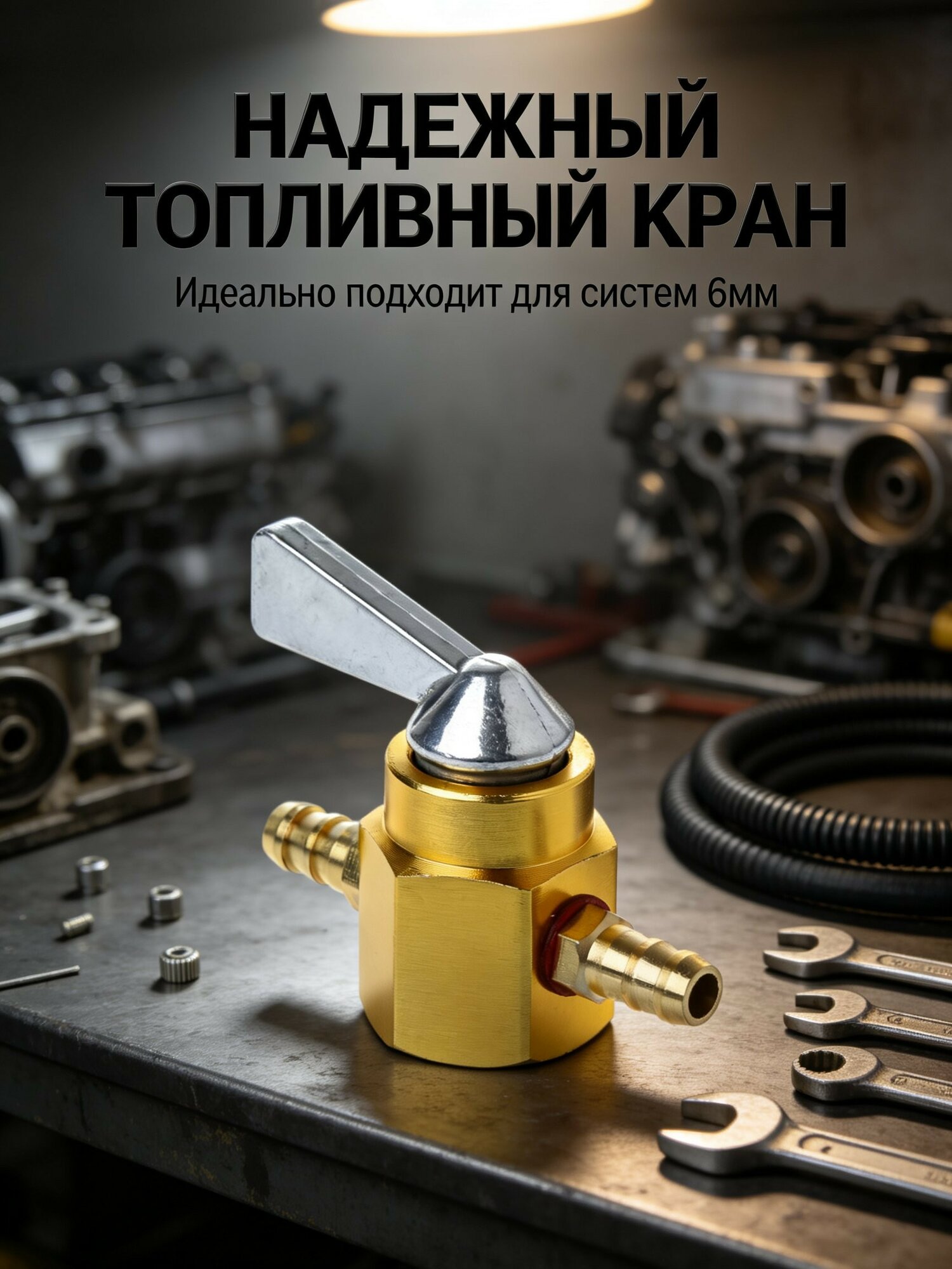 Топливный кран 6 мм, алюминиевый рядный бензиновый клапан с положениями ВКЛ/выкл для мотоцикла