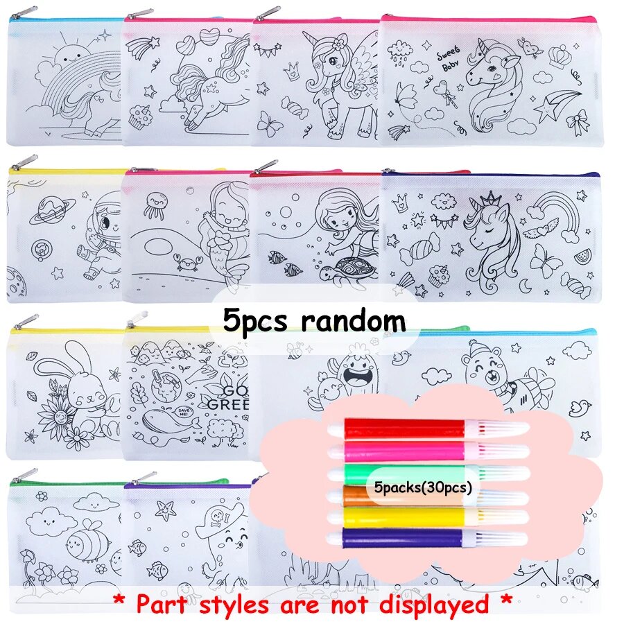 Сумка-карандаш для рисования, 5 шт + 5 ручек, цвет 5bag 5pen