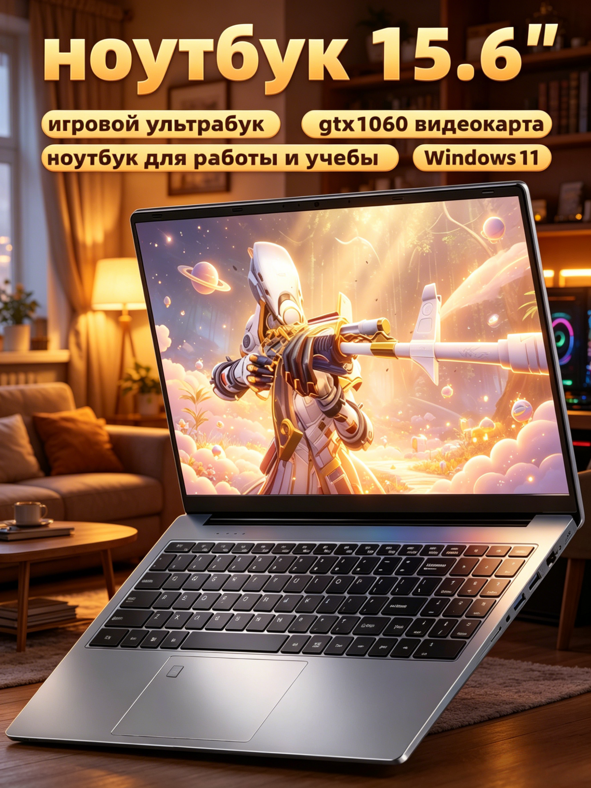 15.6" intel N95 gtx1060 видеокарта Премиальный игровой ноутбук для работы и учебы ноутбуки noutbuk ультрабук Windows11