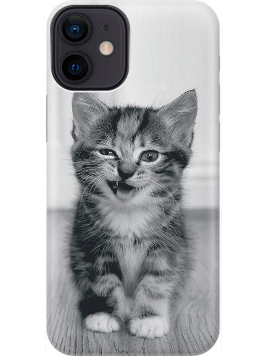 Силиконовый чехол на Apple iPhone 12 Mini / Эпл Айфон 12 мини с рисунком "Котенок с ухмылкой"
