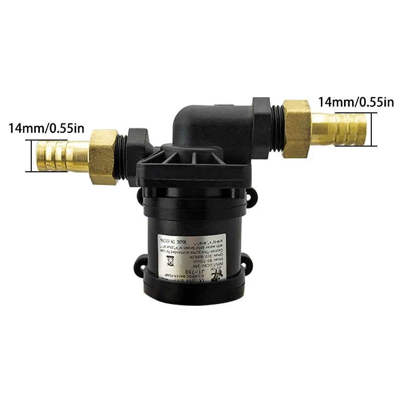 Бесщеточный водяной насос 12В/24В 900 л/ч для душа 12V DC Connector, Pump and 14mm
