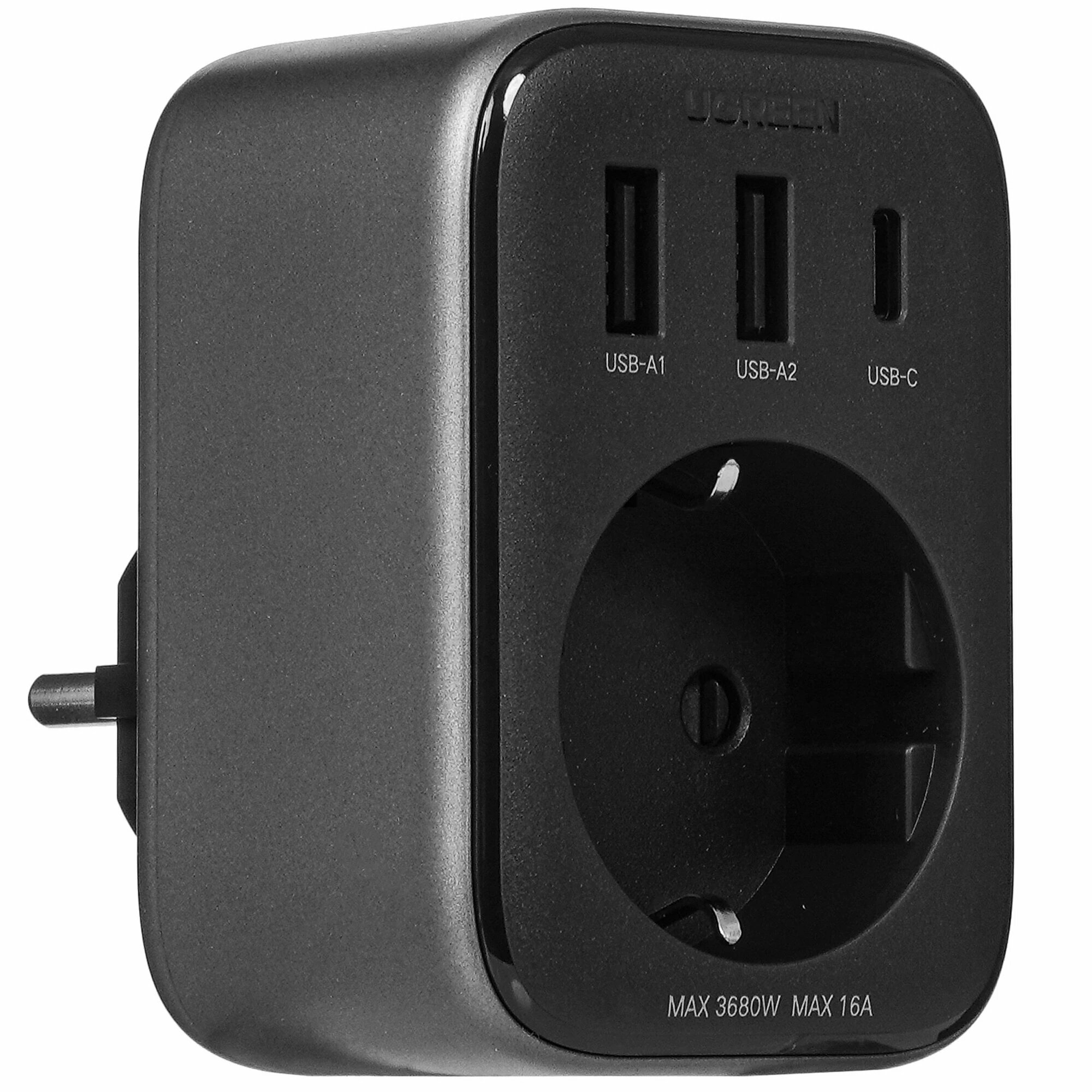 Зарядное устройство UGREEN CD314 (90613) DigiNest Outlet Extender (1 AC outlets + 30W 2A1C). Цвет: черный