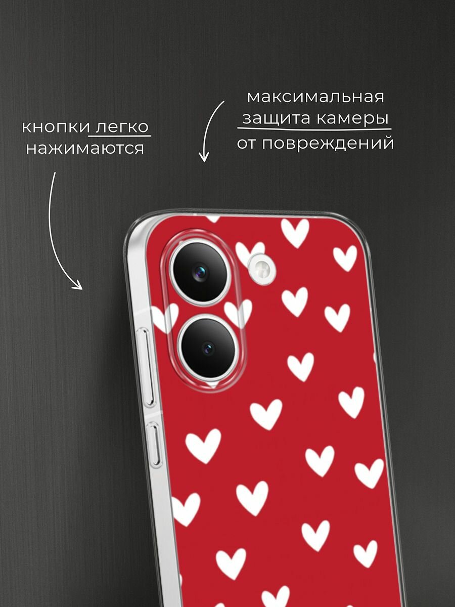 Чехол на Poco X8 Pro / Поко X8 Про с принтом Белые сердечки узор — фото 1