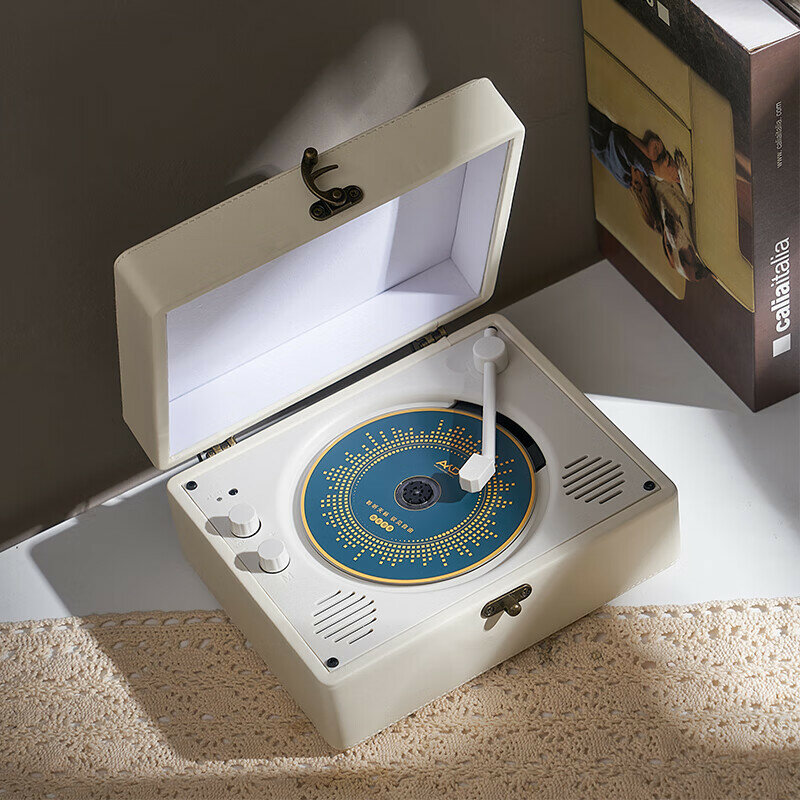 Ретро CD-плеер с Bluetooth в бежевом цвете для настольного использования Цвет：Бежевый